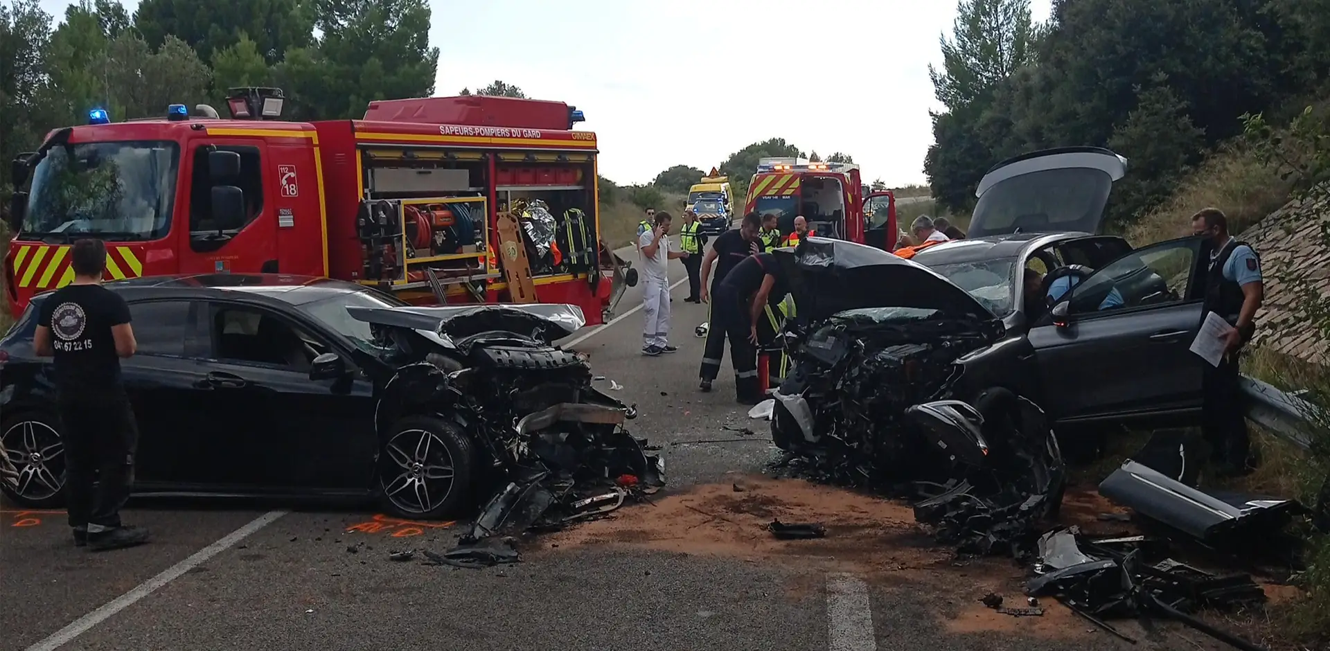 Gard : violent choc frontal ce mardi au niveau de Lédenon, une personne héliportée dans un état ...