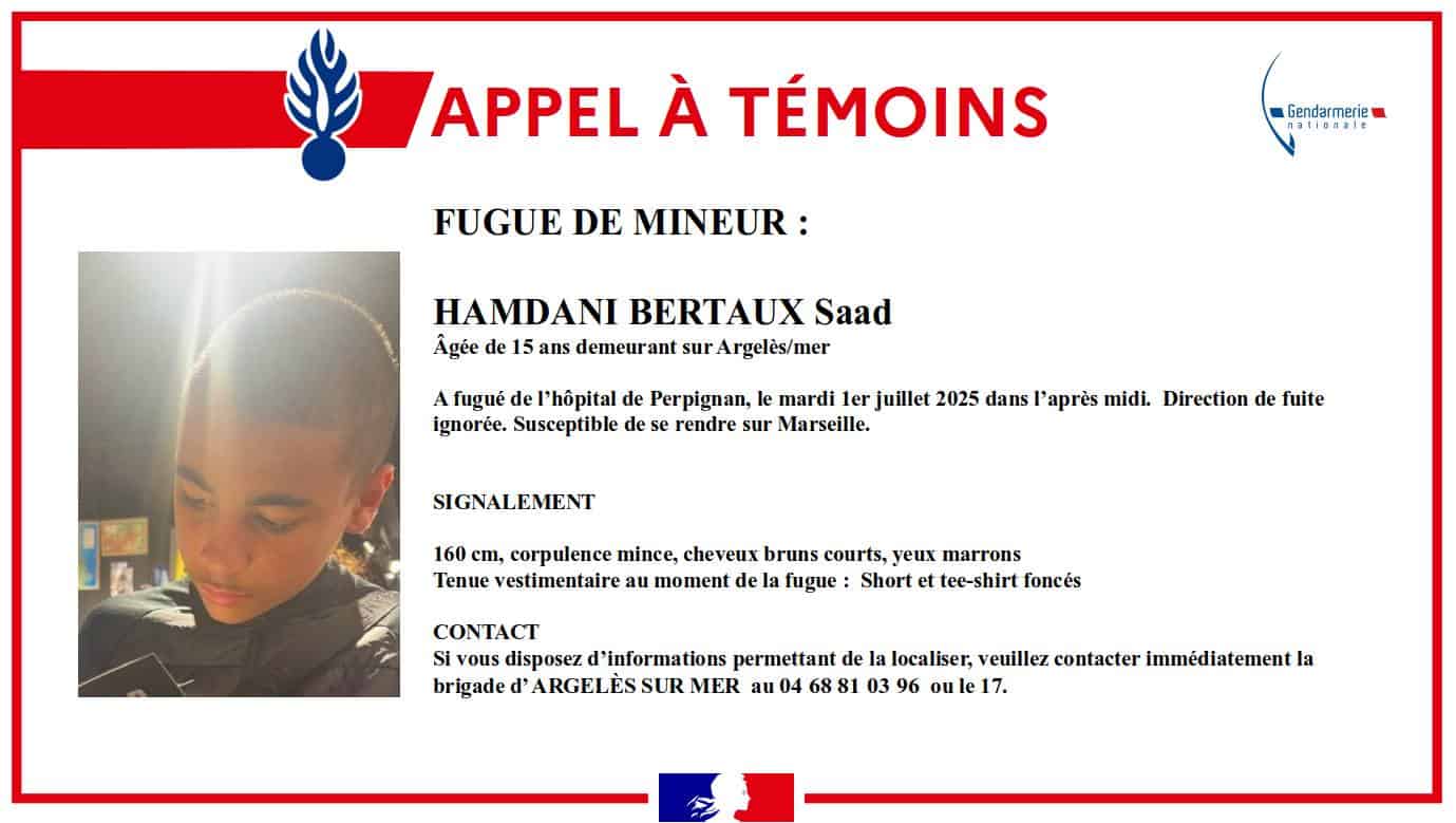 Perpignan : appel à témoins après la fugue d'un adolescent de 15 ans