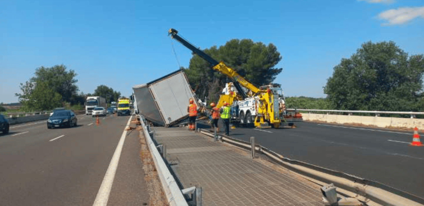 A9 : 25 km de bouchon après un accident de poids lourd dans le secteur de Béziers
